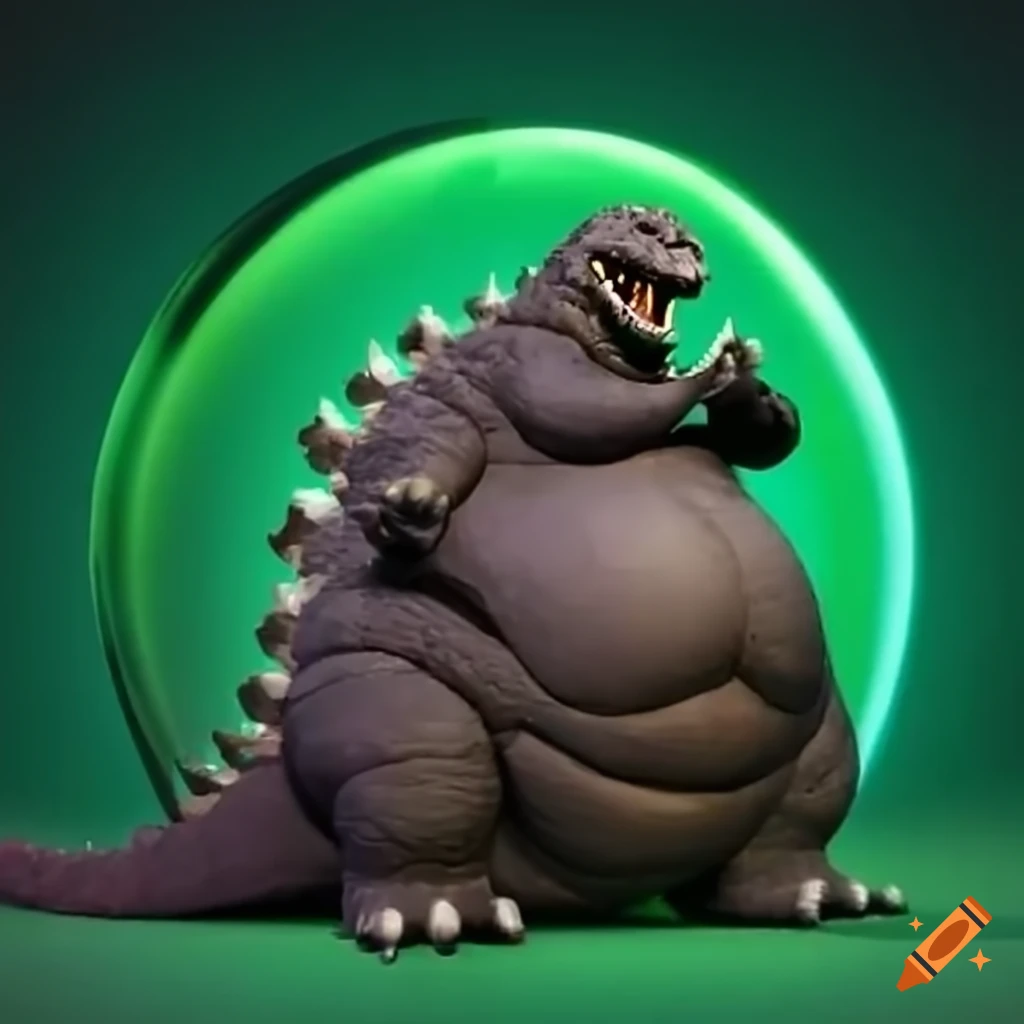 Illustration of a chubby godzilla