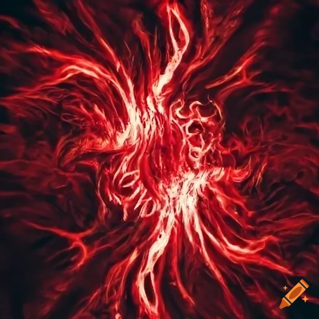 Abstract art of red chaos magic on Craiyon