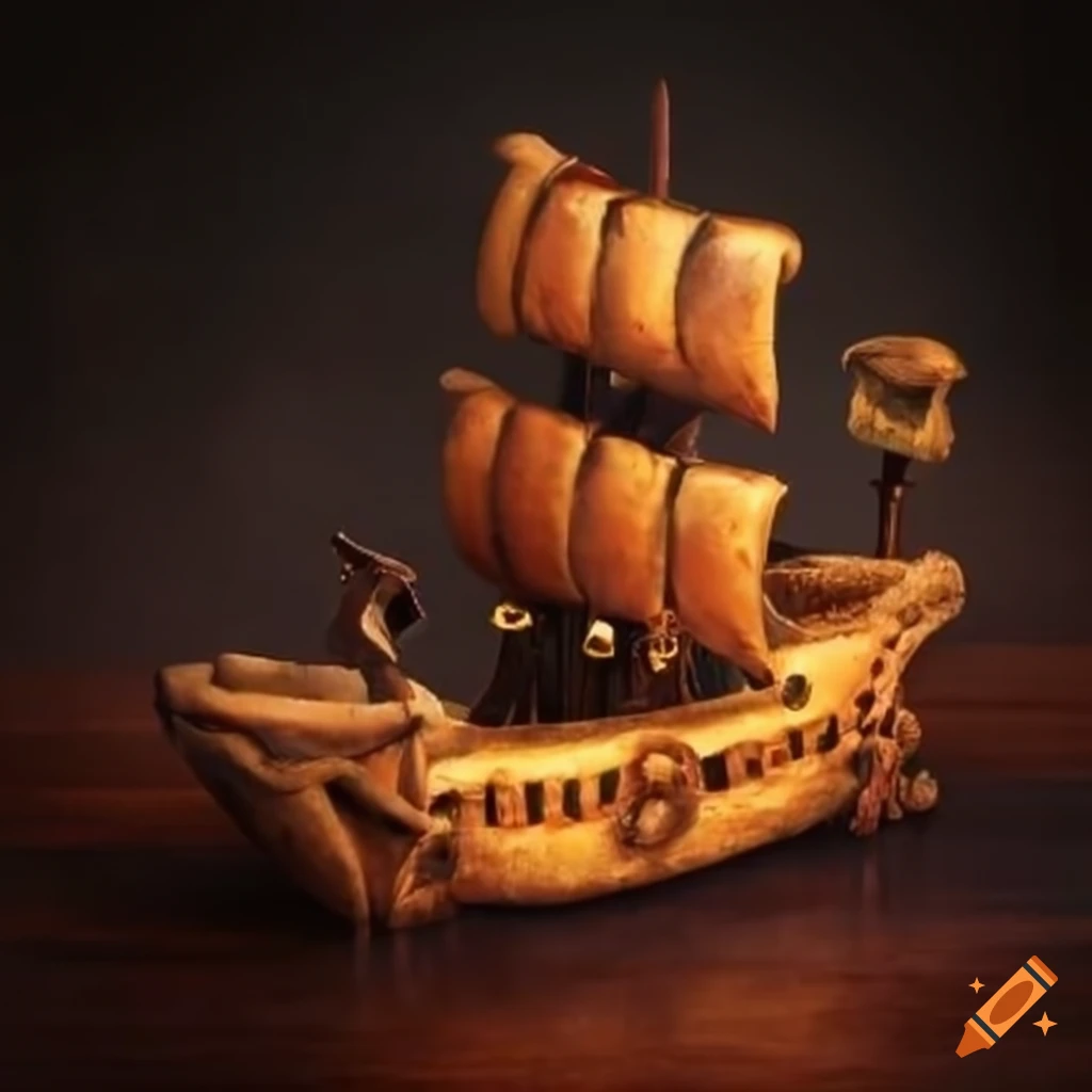 Artwork of a pirate ship named the charred crust crusaders on Craiyon