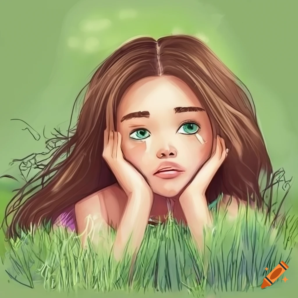 Drawing of a girl inside a bubble on Craiyon