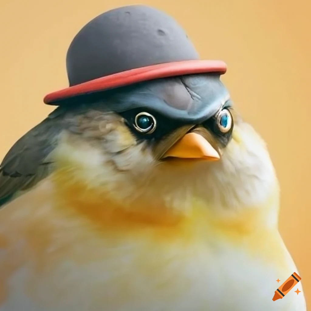 Funny bird wearing a hat on Craiyon