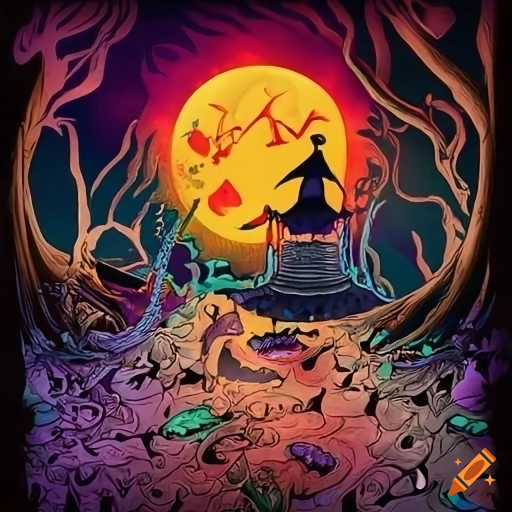 Vivid and colorful halloween coloring book cover on Craiyon