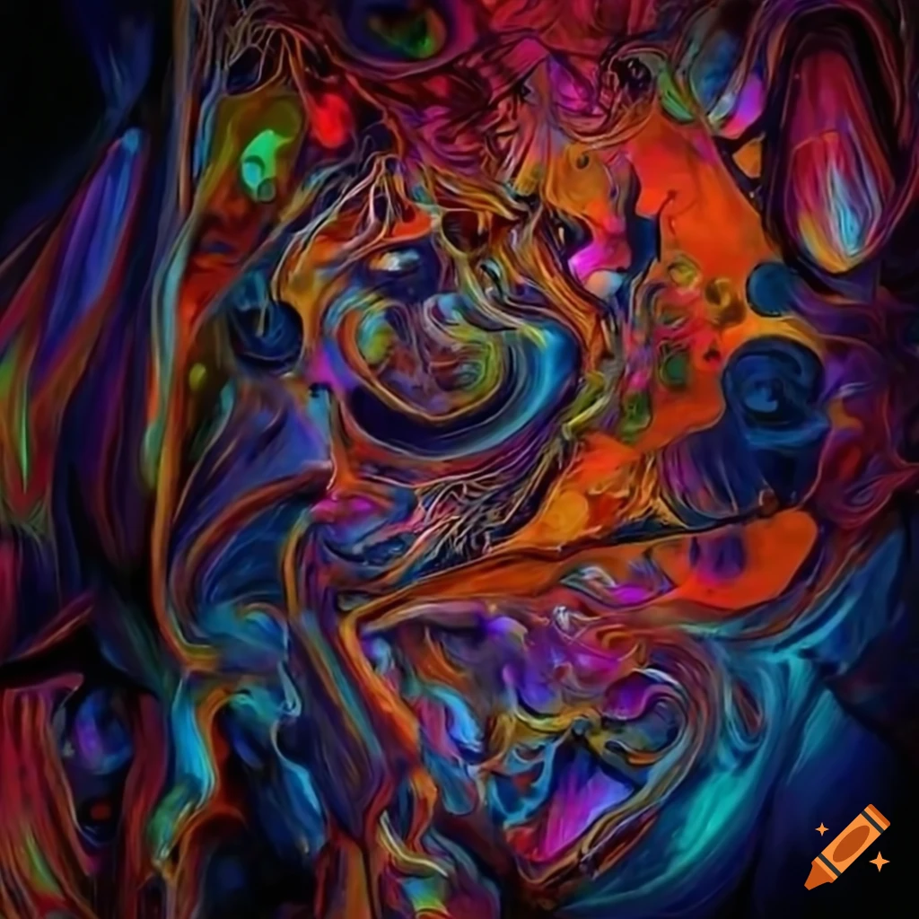 Colorful abstract painting with deep textured roots on Craiyon