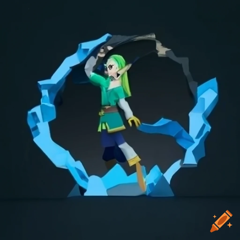 Minimalist paper sculpture of a zelda game on Craiyon
