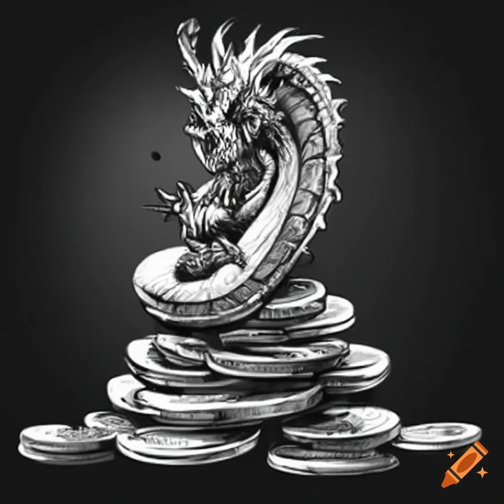 A majestic red dragon guarding a treasure hoard