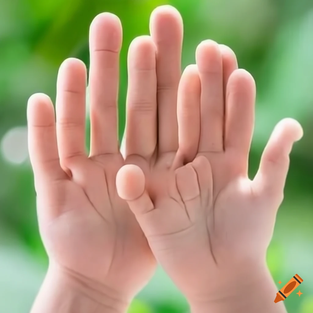 Artistic representation of hands growing from a palm tree on Craiyon