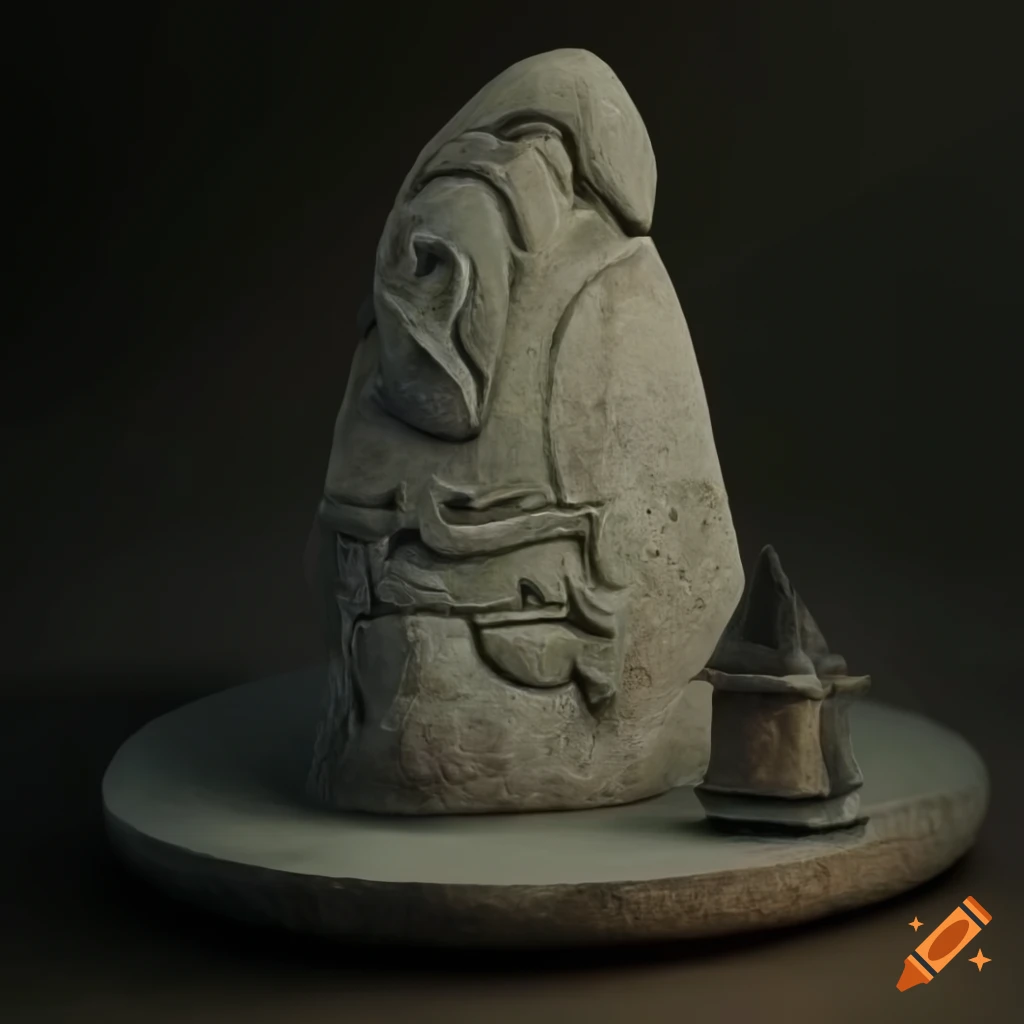 Stone sculpture of a zelda game by rockwell
