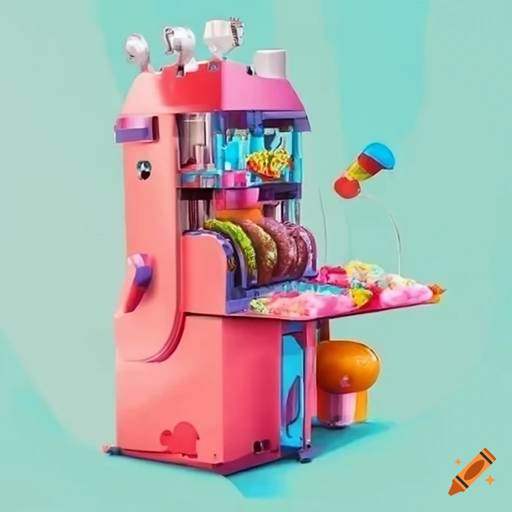 Kidcore food factory machine on Craiyon