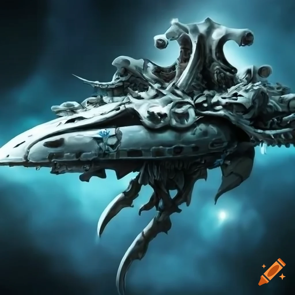 Eldar spaceship made of bones on Craiyon