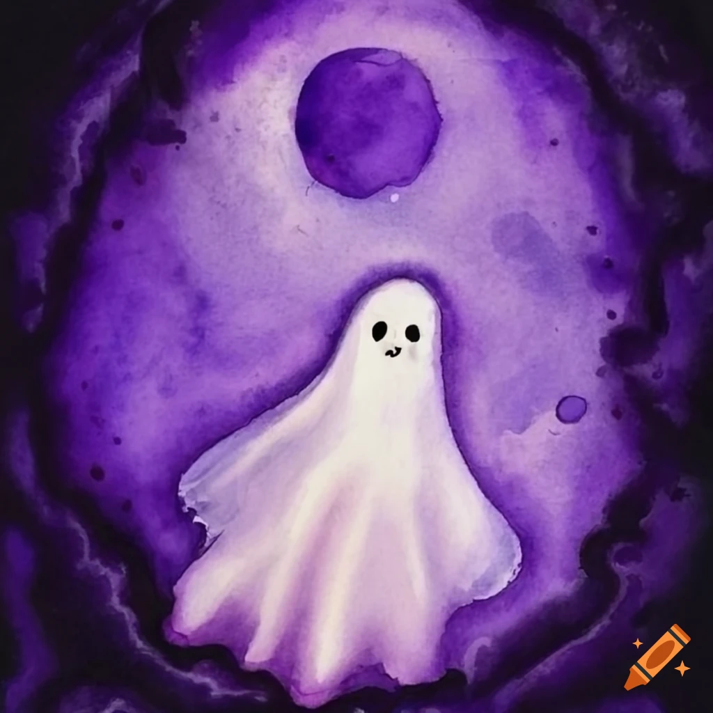Watercolor painting of a ghost on the moon on Craiyon