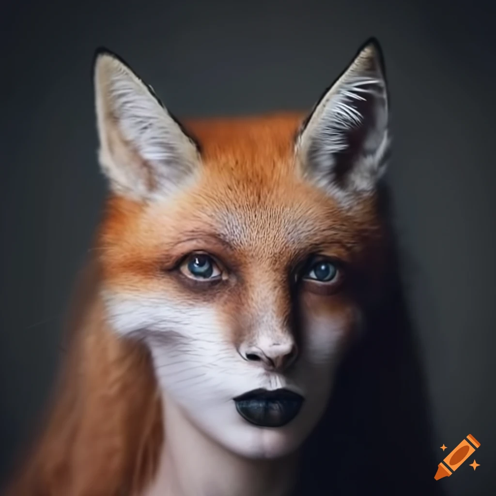 Artwork Of A Half Fox Half Lady On Craiyon