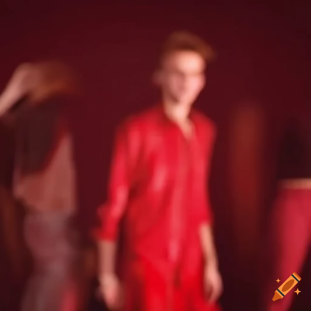 Cinematic photo of a man dancing with women in red on Craiyon