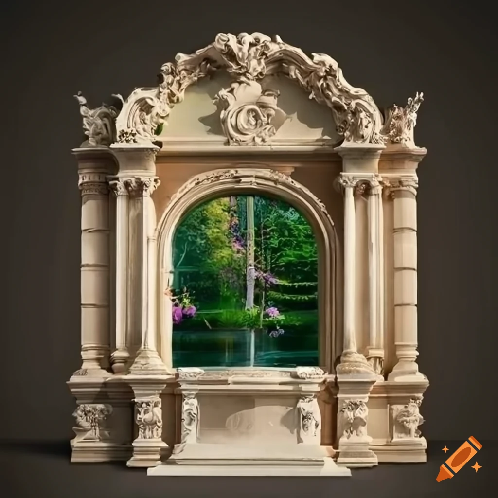 Elegant rococo building with a leafy garden and pond