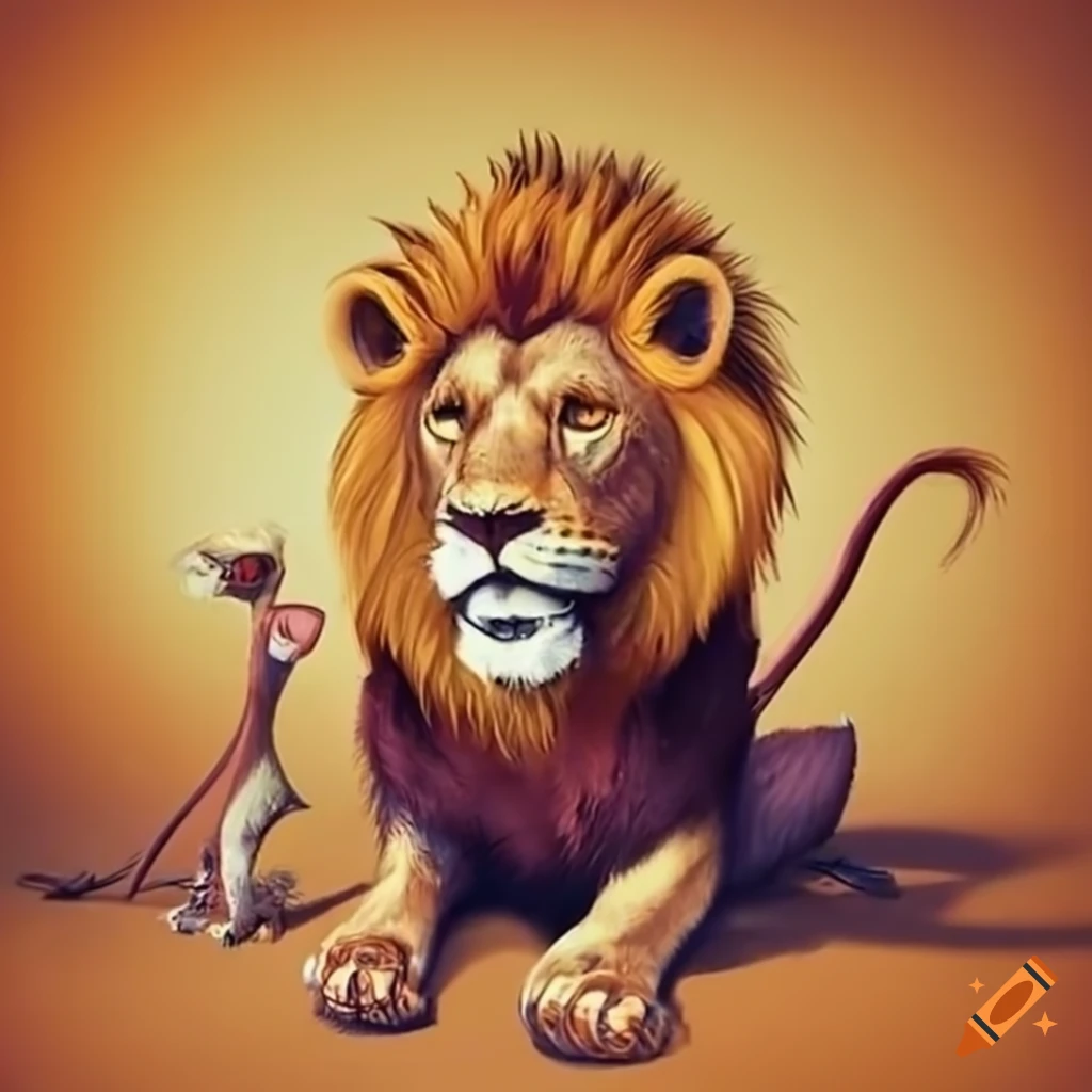 Illustration of the lion and the mouse