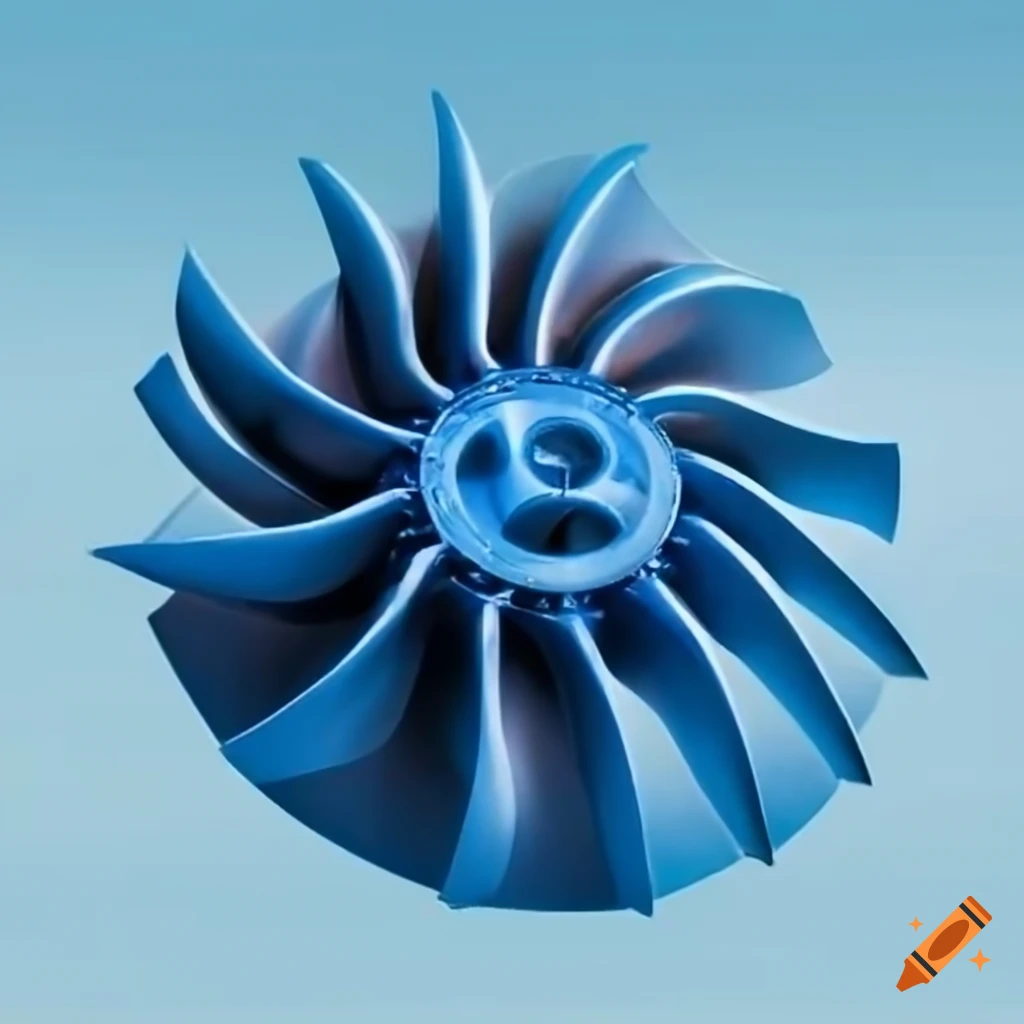 Blue futuristic turbine on Craiyon