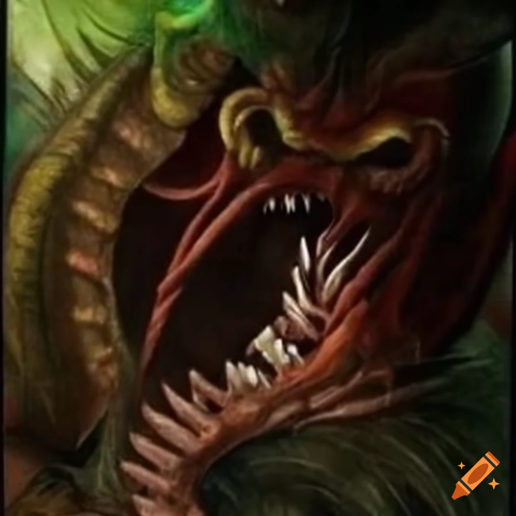 Illustration of a malaysian myth monster on Craiyon