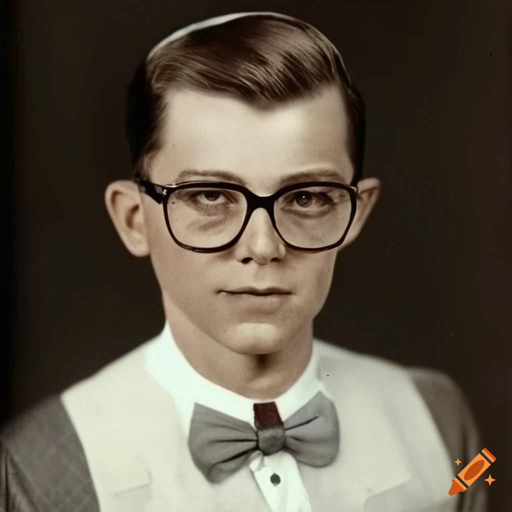 Photograph of a 1940s male librarian on Craiyon