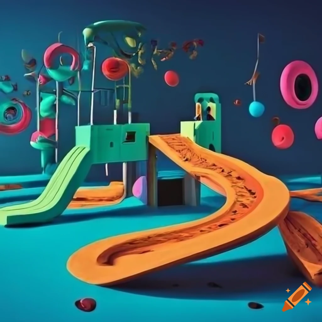 Surreal playground with vibrant colors on Craiyon