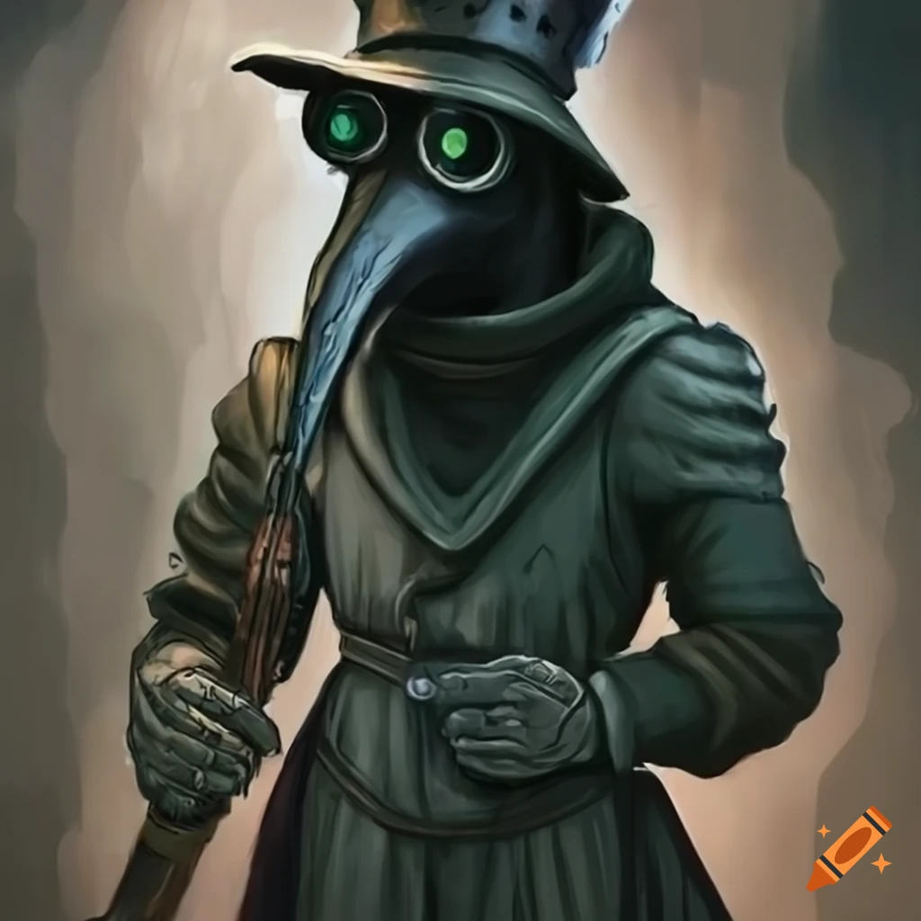 Plague doctor walking on Craiyon