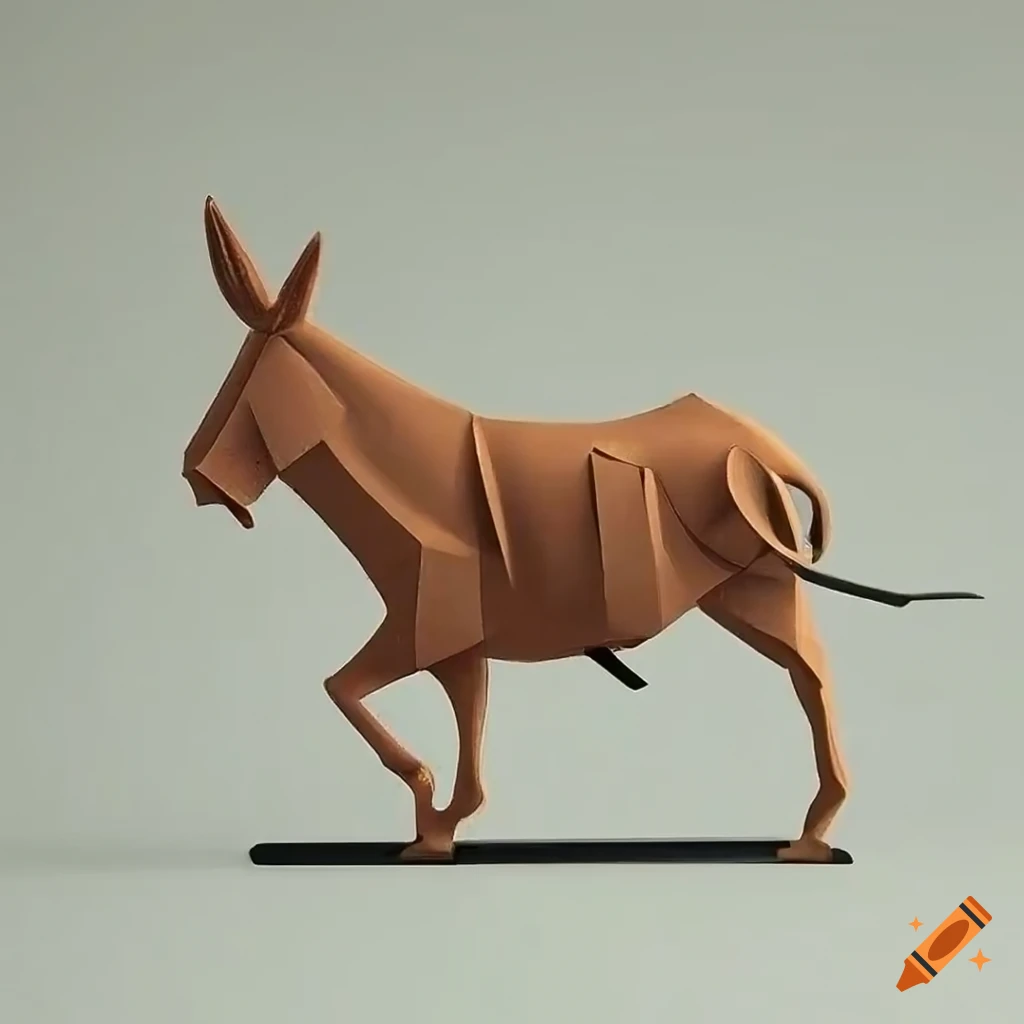 Paper sculpture of a pack mule game