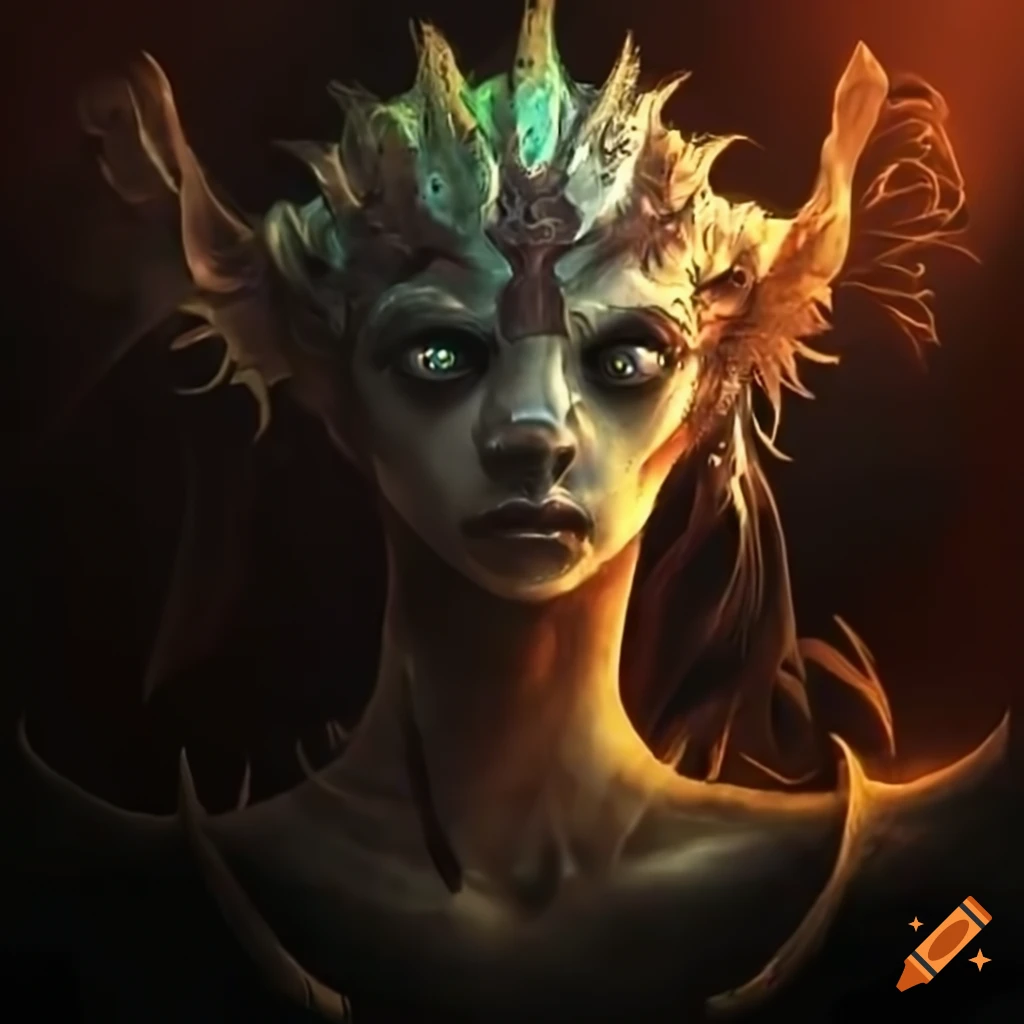 Artwork of mythical races embracing on Craiyon