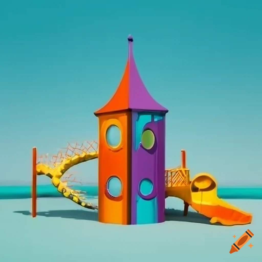 Surrealist playground with vibrant colors on Craiyon