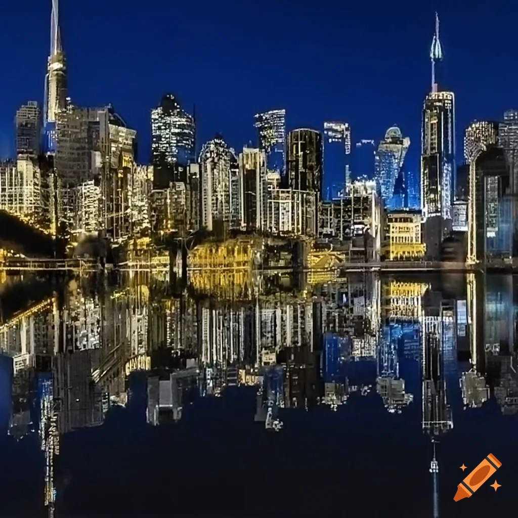 City skyline with iconic buildings