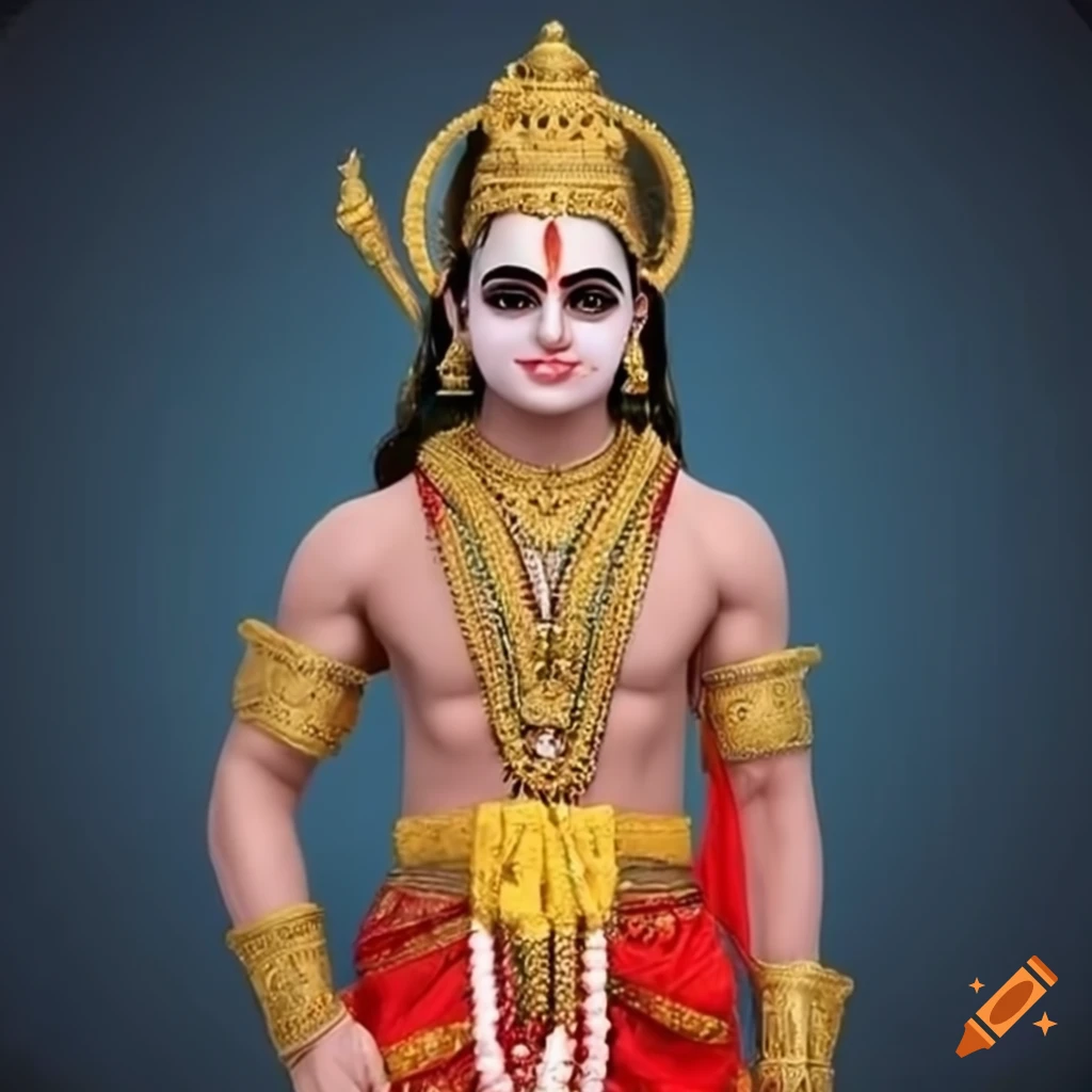 Hindu god ram standing with bow and arrow on Craiyon