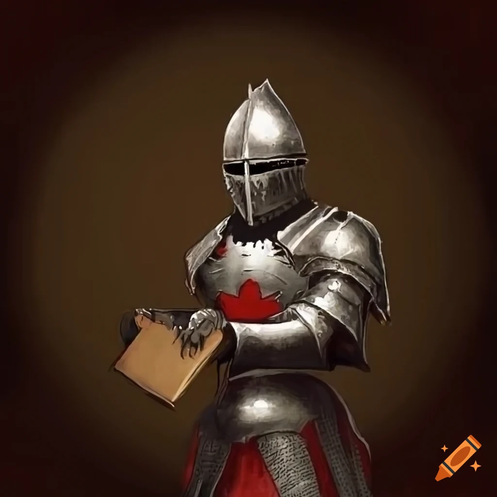Image of a man in armor reading from a scroll on Craiyon