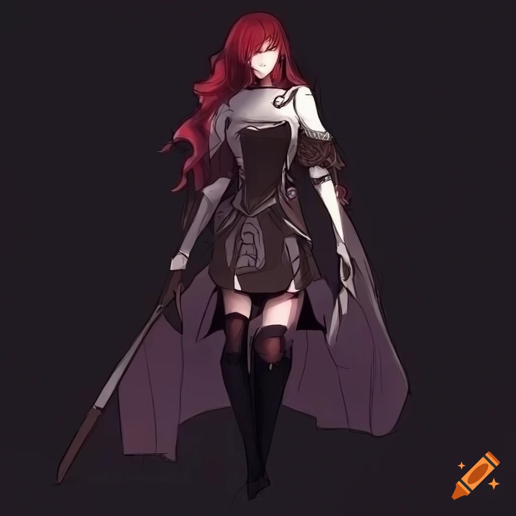 Anime art of a female goth paladin in action on Craiyon