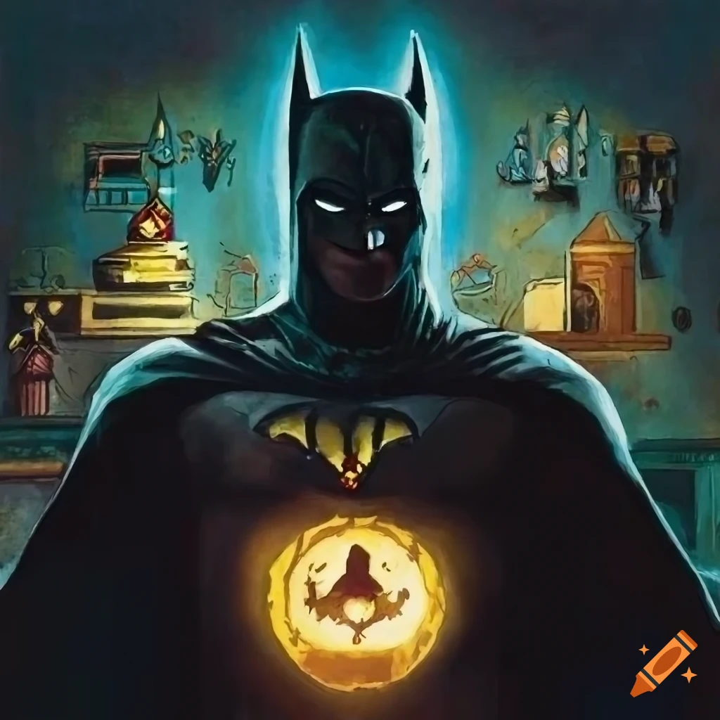 Artwork inspired by batman and zelda game by norman rockwell