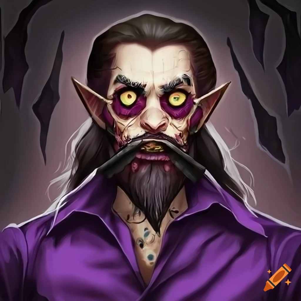 Portrait of an eldritch vampire man with long beard and glasses on Craiyon
