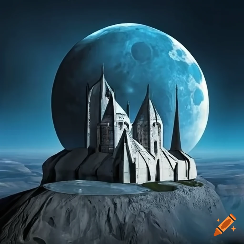 Hyperdetailed futuristic architecture on the moon on Craiyon
