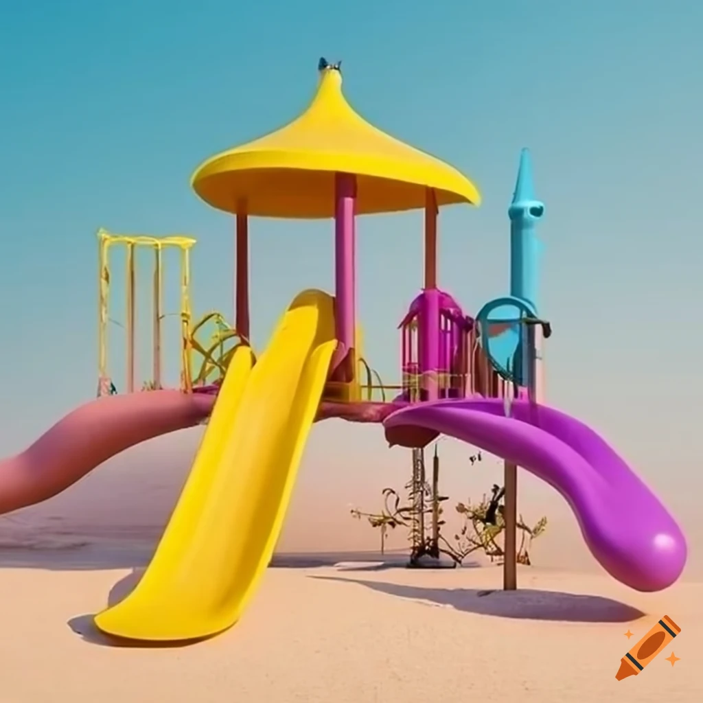 Surrealist and colorful playground on Craiyon