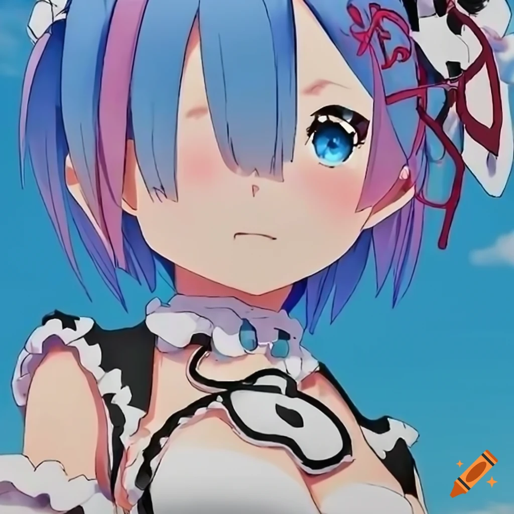 Image where the character rem from the anime re zero is taking a selfie ...