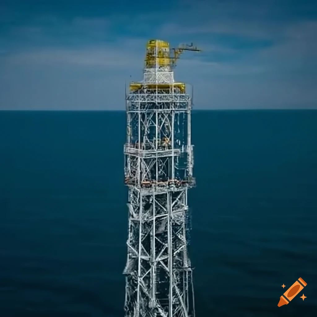 Offshore tower with air vents for water processing on Craiyon