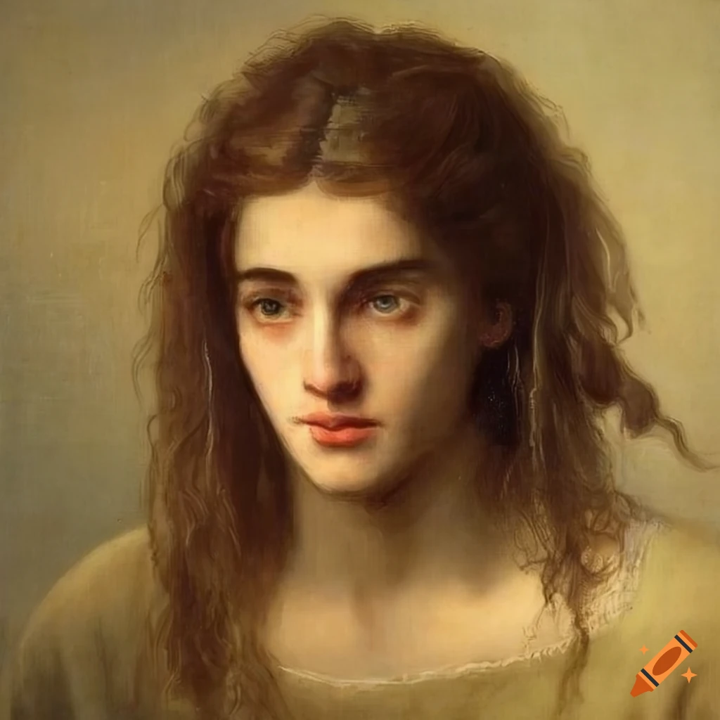 Portrait of a young man with long hair in a pre-raphaelite style on Craiyon