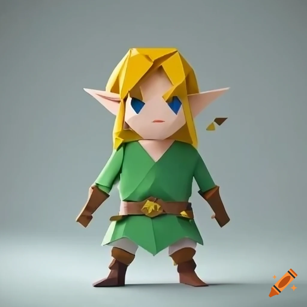 Minimalist paper sculpture of a zelda game menu on Craiyon