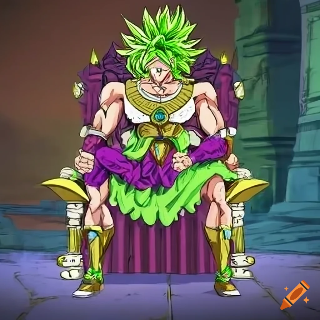 Artwork of broly sitting on a throne on Craiyon