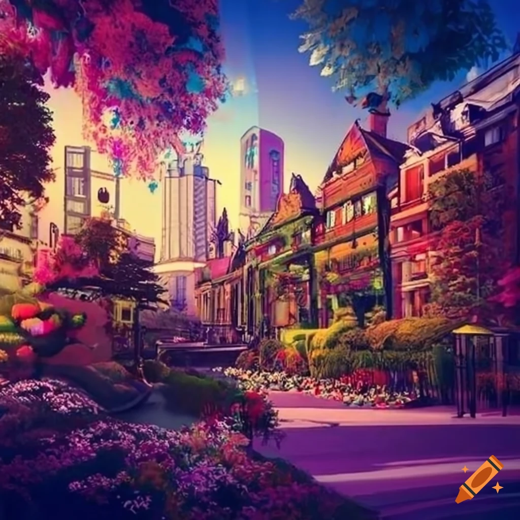 Solarpunk cityscape with modern gothic architecture on Craiyon