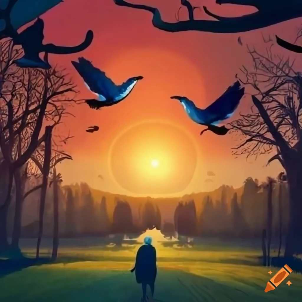 Illustration of people smiling in a peaceful park surrounded by nature ...