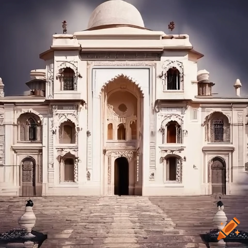 Elevation of mahal white house in mediterranean architectural style on ...