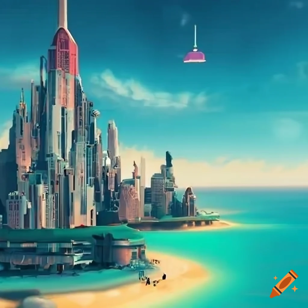 Beach village scenery on Craiyon