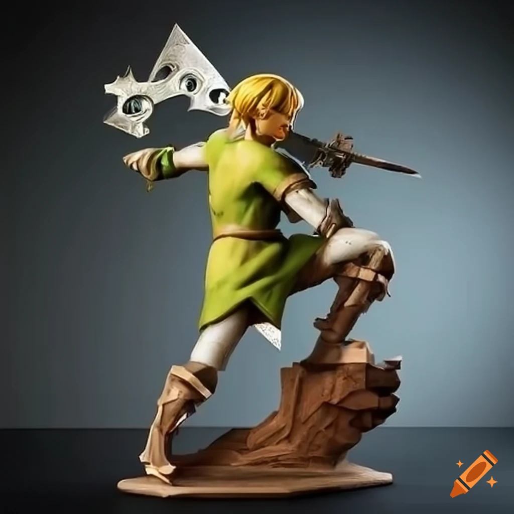 Escher sculpture of link from hyrule on Craiyon