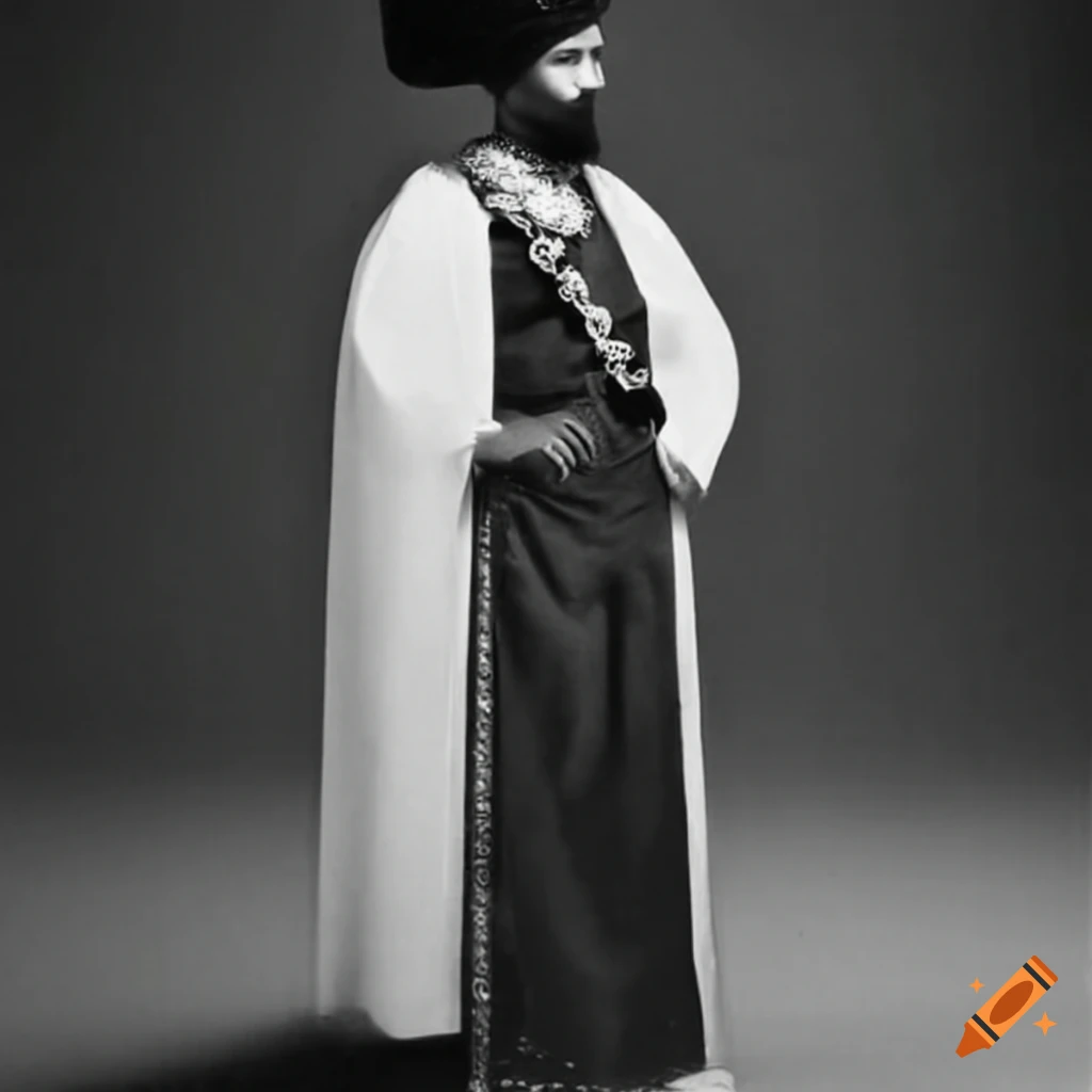 Vintage photo of a sultan in white robes on Craiyon