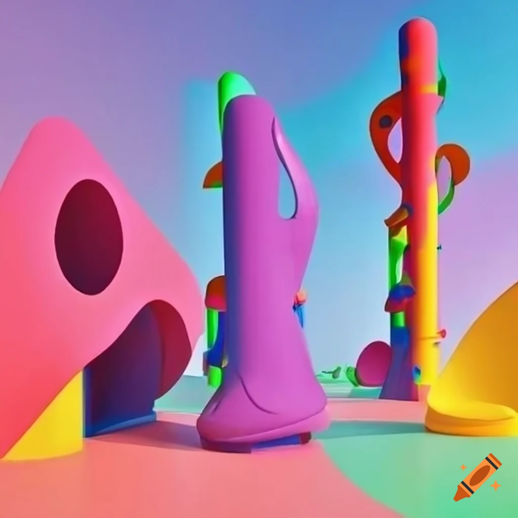 Surreal and colorful playground for a fun park