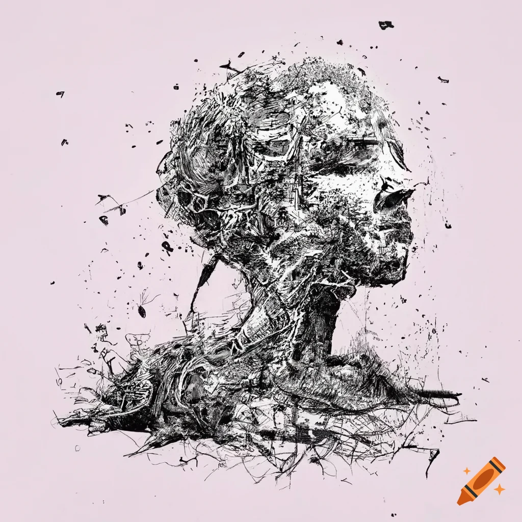 Black ink artwork with the theme of dream on Craiyon