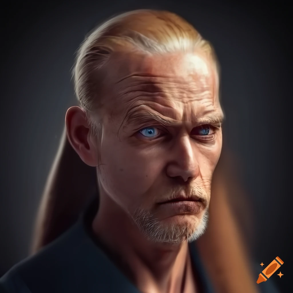 Portrait of a friendly middle-aged man with a scar on his face on Craiyon