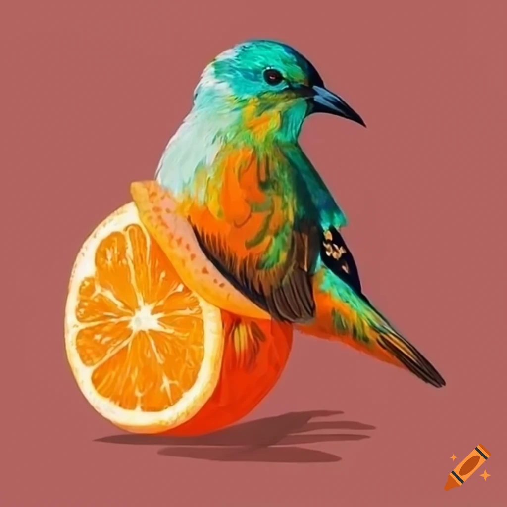 Bird in the mountains with an orange