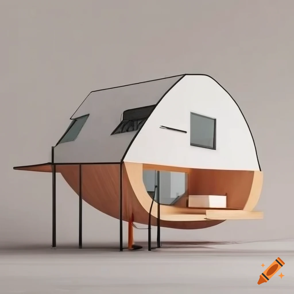 Unique bean-shaped home in 4k uhd resolution on Craiyon